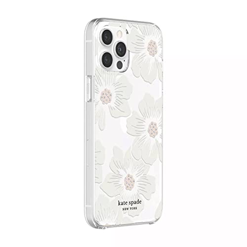 Kate Spade New York Protective Hardshell Case for iPhone 12 & iPhone 12 Pro - Hollyhock Floral Clear/Cream with Stones