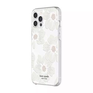 Kate Spade New York Protective Hardshell Case for iPhone 12 & iPhone 12 Pro - Hollyhock Floral Clear/Cream with Stones