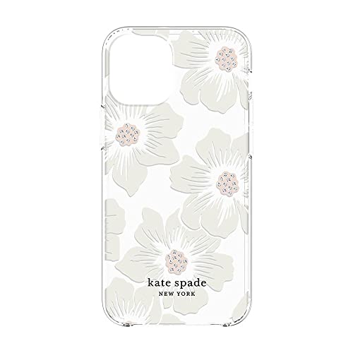 Kate Spade New York Protective Hardshell Case for iPhone 12 & iPhone 12 Pro - Hollyhock Floral Clear/Cream with Stones