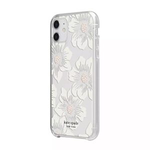 Kate Spade New York Protective Hardshell Case for iPhone 12 & iPhone 12 Pro - Hollyhock Floral Clear/Cream with Stones