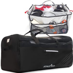 athletico hockey duffle bag - 35" large ice hockey duffel xxl travel bag for equipment & gear, with included organizer caddy (back)