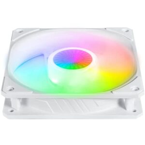 Cooler Master SickleFlow 120 V2 ARGB White Edition Square Frame Fan, ARGB 3-Pin Customizable LEDs, Air Balance Curve Blade, Sealed Bearing, 120mm PWM Control for Computer Case & Liquid Radiator