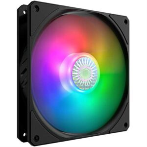 cooler master sickleflow 140 v2 argb square frame fan, argb 3-pin customizable leds, air balance curve blade, sealed bearing,140mm pwm control for computer case & liquid radiator