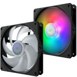 Cooler Master SickleFlow 140 V2 ARGB Square Frame Fan, ARGB 3-Pin Customizable LEDS, Air Balance Curve Blade, Sealed Bearing,140mm PWM Control for Computer Case & Liquid Radiator