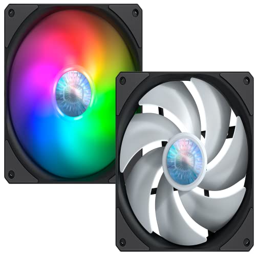 Cooler Master SickleFlow 140 V2 ARGB Square Frame Fan, ARGB 3-Pin Customizable LEDS, Air Balance Curve Blade, Sealed Bearing,140mm PWM Control for Computer Case & Liquid Radiator