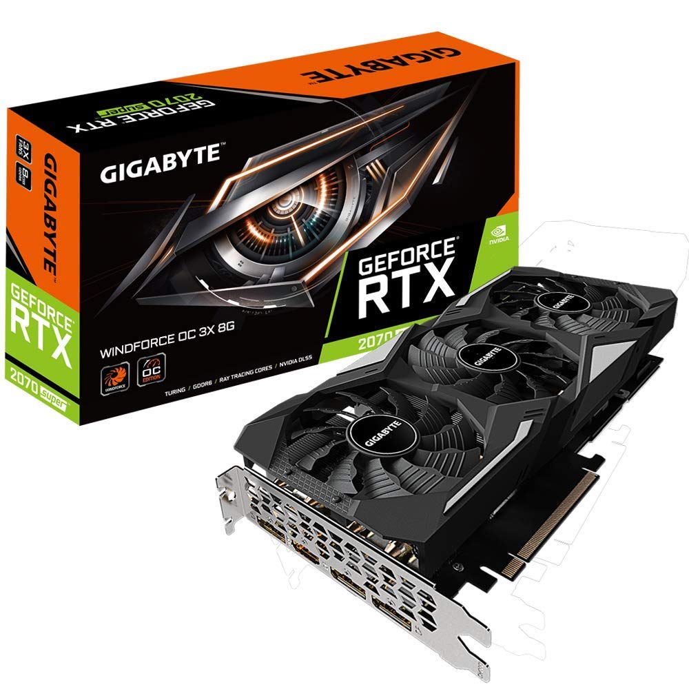 Gigabyte GV-N207SWF3OC-8GD GeForce RTX 2070 Super Windforce OC 8G Graphics Card, 3X Windforce Fans, 8GB 256-Bit GDDR6, Video Card (Renewed)