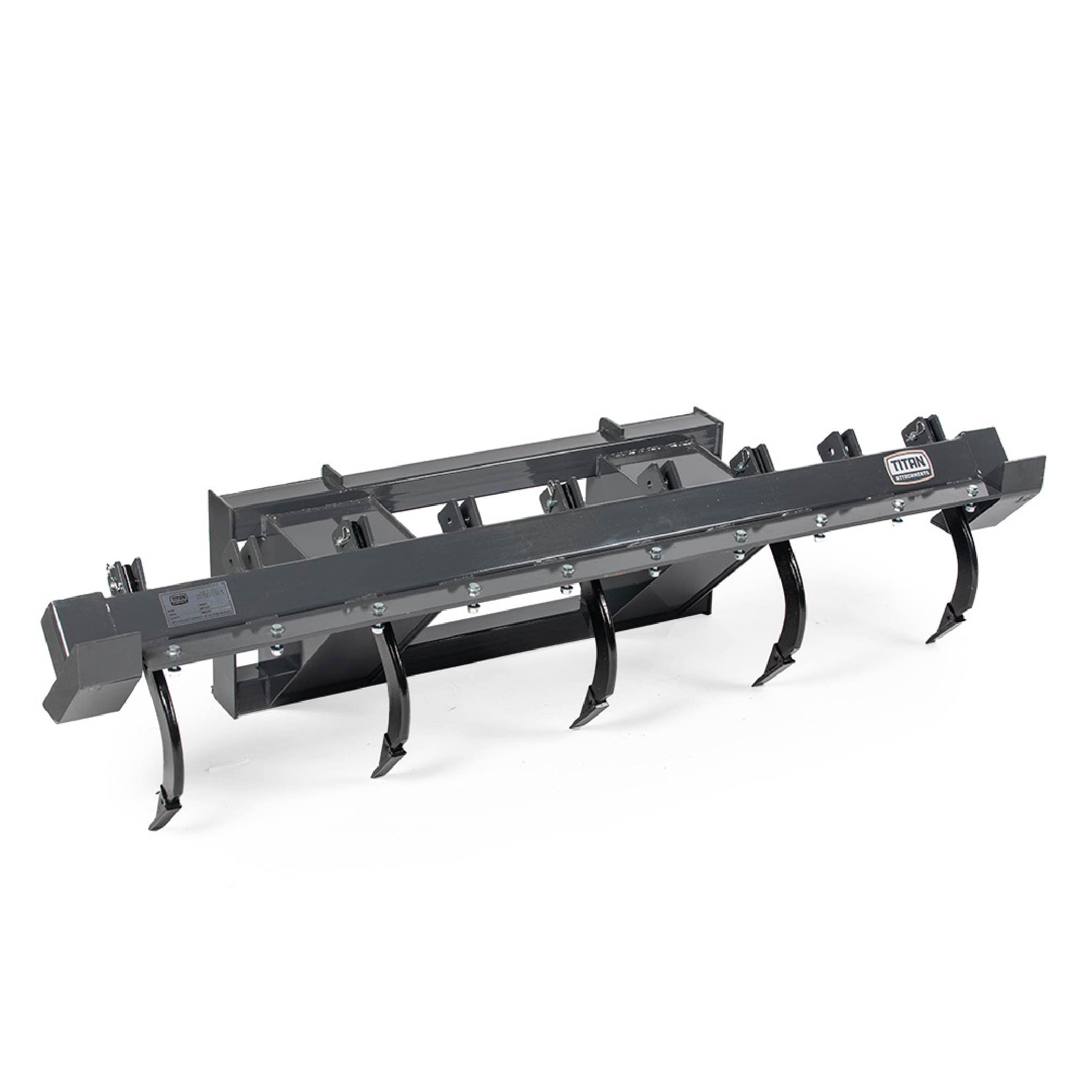 Titan Attachments 72in Ripper Scarifier Skid Steer Attachment, Quick Connect Landscape Rake