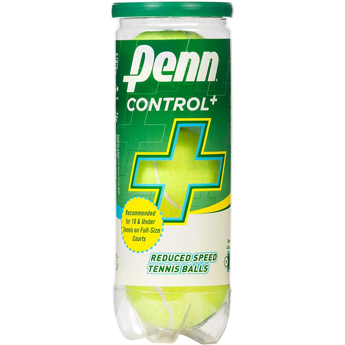 Penn Control Plus Green Training Tennis Ball Cans in Multi-Packs, 3 Balls Per Can (24 Cans = 1 Case)