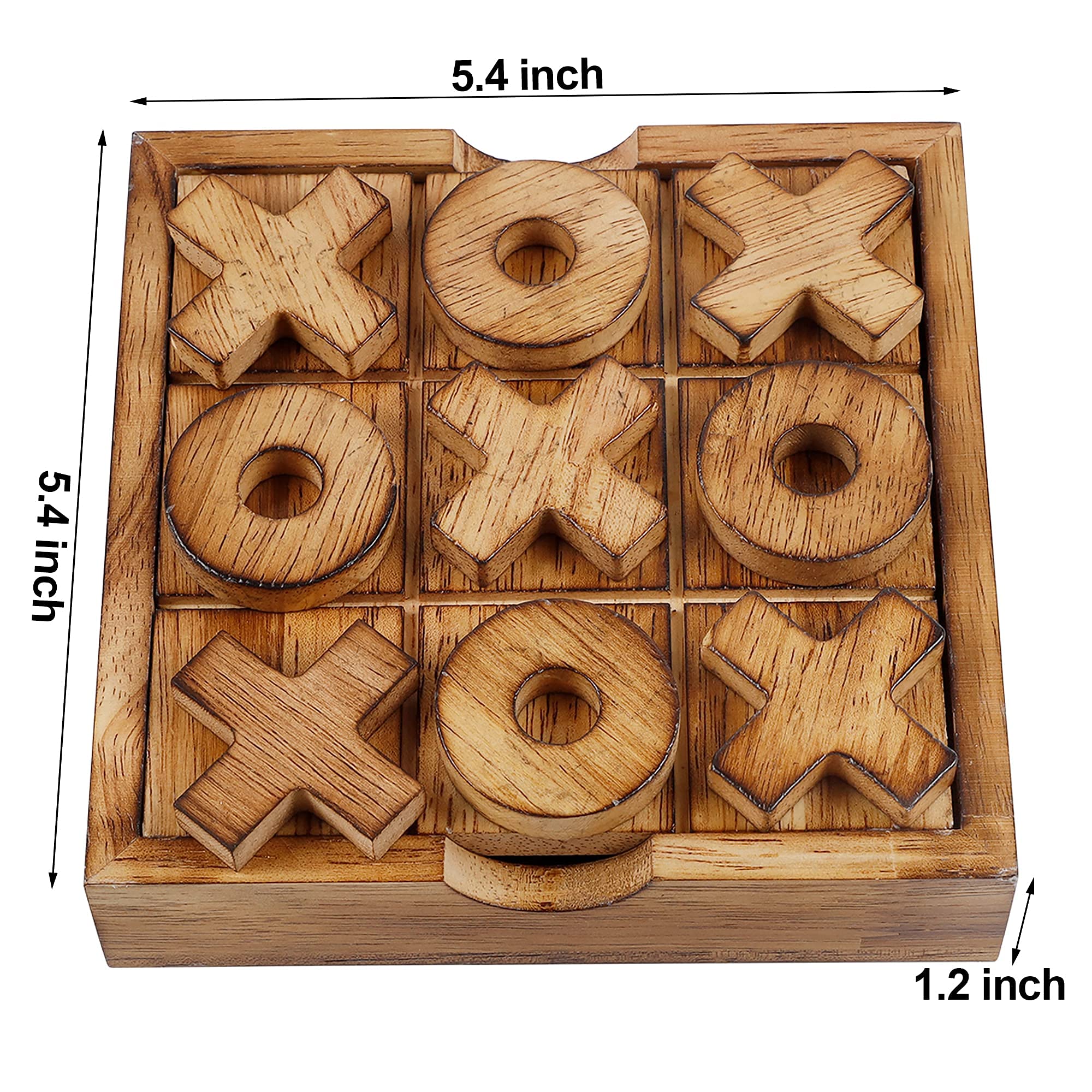 Glintoper Tic Tac Toe & 4 in a Row Table Games Set - Rustic Decor Wood Strategy Board Games for Families