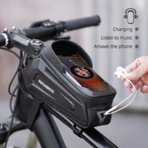 ROCKBROS Bike Phone Bag Waterproof Bike Bag Phone Mount EVA Hard Shell Bike Pouch with Rain Cover Compatible with iPhone 14/12/11 Pro XR XS Max Phones Below 6.8”