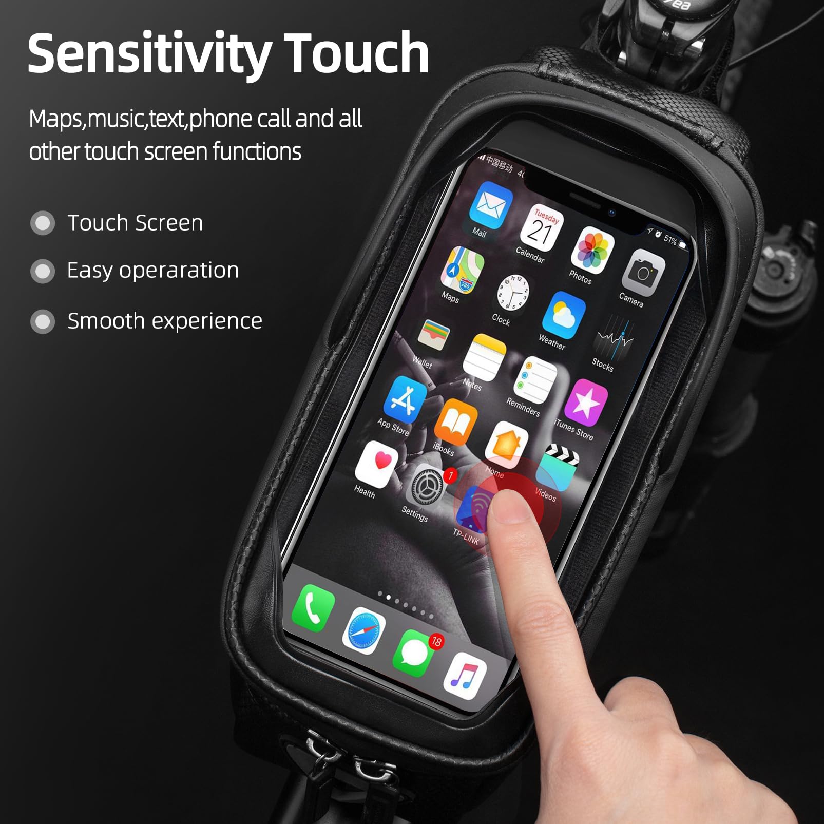 ROCKBROS Bike Phone Bag Waterproof Bike Bag Phone Mount EVA Hard Shell Bike Pouch with Rain Cover Compatible with iPhone 14/12/11 Pro XR XS Max Phones Below 6.8”