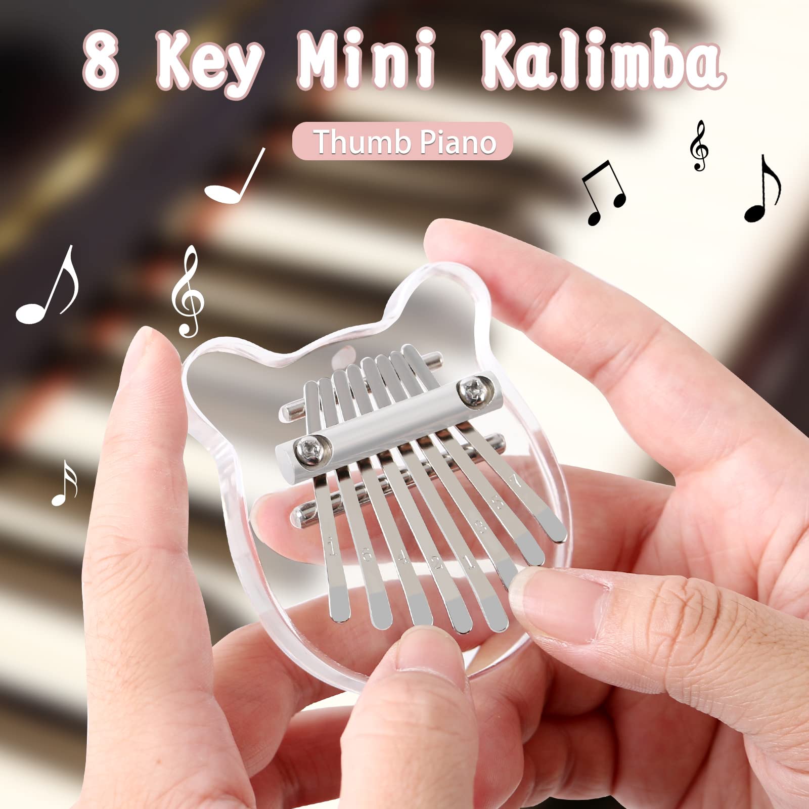 Eastrock Acrylic Kalimba Thumb Piano 17 Keys,Mbira Musical Instruments Finger Piano,Gifts for Kids and Adults,Protable Crystal Kalimba,with Kalimba Song Book Instructions