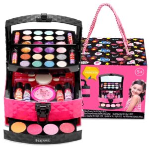 Vextronic Kids Makeup Sets for Girls, Washable Toddler Makeup Kit, Non Toxic & Safe Pretend Play Makeup for Kids Ages 3 4 5 6 7 8 9 10 11 12, Little Girls Makeup Kit Toy, Christmas & Birthday Gift