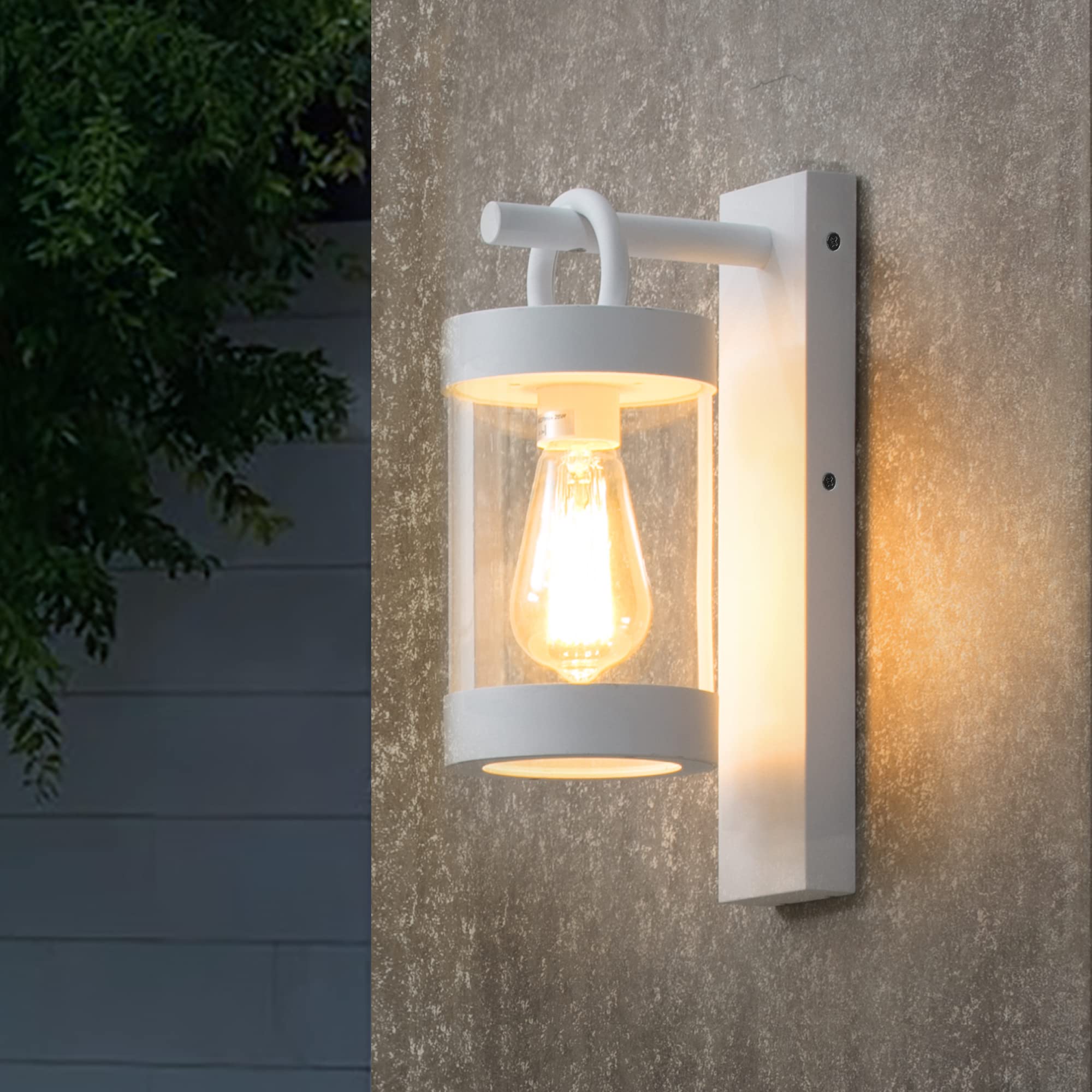 Outdoor Wall Light Dusk to Dawn White E26 Wall Mount Lights with Photocell for Porch Front Door Garage Garden IP44 Waterproof Max 28W