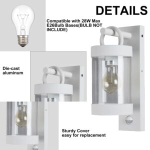 Outdoor Wall Light Dusk to Dawn White E26 Wall Mount Lights with Photocell for Porch Front Door Garage Garden IP44 Waterproof Max 28W