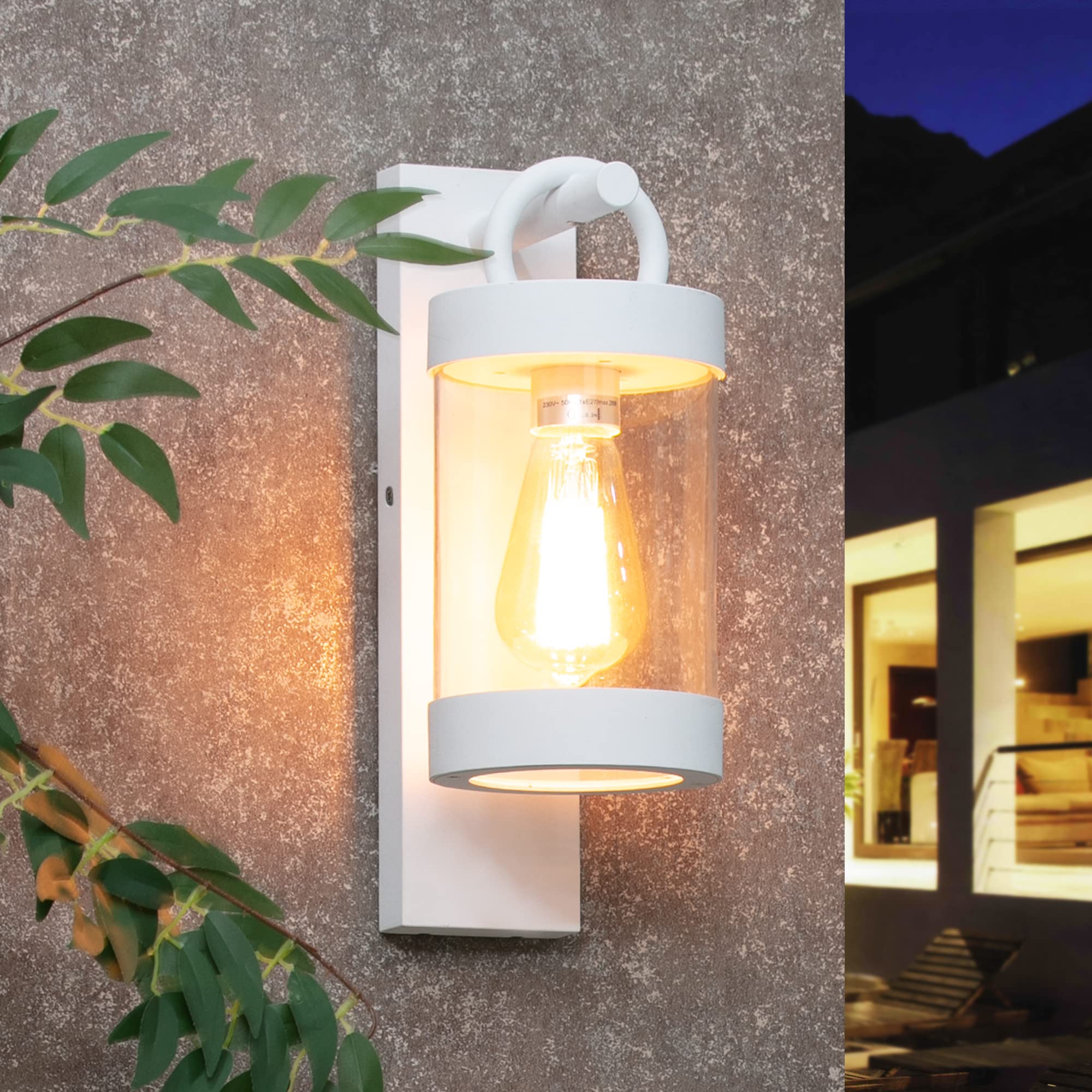 Outdoor Wall Light Dusk to Dawn White E26 Wall Mount Lights with Photocell for Porch Front Door Garage Garden IP44 Waterproof Max 28W