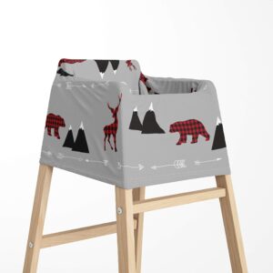 Stretchy Multi Use Cover Lumberjack Plaid Car Seat Canopy Bears Deer Nursing Breastfeeding Cover Shopping Grocery Cart High Chair Cover Woodland Bear Nursery Decor Baby Infant Boy