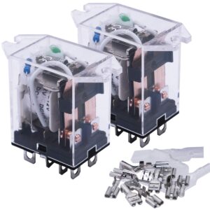 mxuteuk 2pcs dc 24v coil relay 8 pin 10a dpdt led indicator electromagnetic power relay general purpose jqx-13f-dz-dc24v