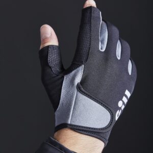 Gill Deckhand Sailing Gloves Short Finger with 3/4 Length Fingers - 50+ UV Sun Protection & Water Repellent - Black M