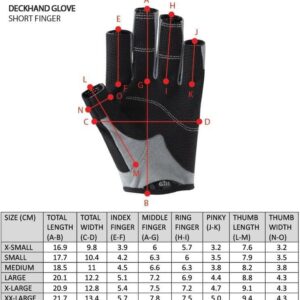 Gill Deckhand Sailing Gloves Short Finger with 3/4 Length Fingers - 50+ UV Sun Protection & Water Repellent - Black M