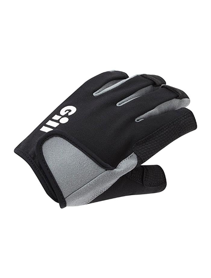 Gill Deckhand Sailing Gloves Short Finger with 3/4 Length Fingers - 50+ UV Sun Protection & Water Repellent - Black M