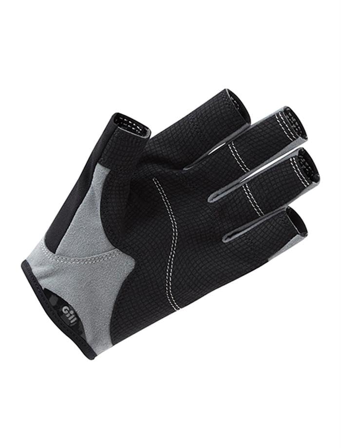 Gill Deckhand Sailing Gloves Short Finger with 3/4 Length Fingers - 50+ UV Sun Protection & Water Repellent - Black M