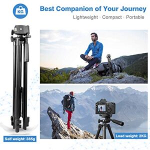 Ubeesize Tripod CT50 50” Phone Tripod Stand, Aluminum Lightweight Tripod for Camera and Phone, Cell Phone Tripod with Phone Holder and Carry Bag, Compatible with iPhone & Android