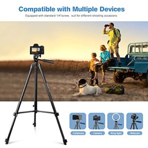 Ubeesize Tripod CT50 50” Phone Tripod Stand, Aluminum Lightweight Tripod for Camera and Phone, Cell Phone Tripod with Phone Holder and Carry Bag, Compatible with iPhone & Android