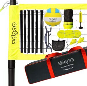 volleyball net outdoor - portable volleyball set for backyard with professional volleyball net, wrap yarn volleyball and pump, boundary line, carry bag