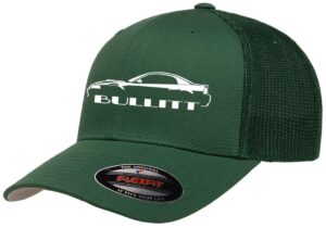 2001 bullitt ford mustang outline design flexfit trucker mesh fitted cap forest