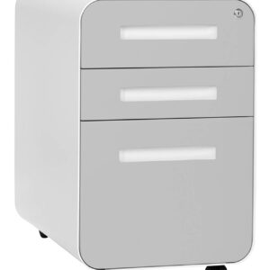 Laura Davidson Furniture Stockpile 3 Drawer File Cabinet with Lock - Under Office Desk Metal Filing Cabinet, Legal/Letter File Folders, Wheels and Stationary Feet, Pre-Assembled, Light Grey Faceplate