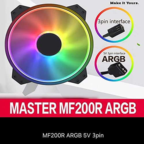 Cooler Master MasterFan MF200R ARGB 200 mm Addressable RGB Fan,5V/3-PIN,NOT Work with 4-PIN RGB or Standard RGB+12V