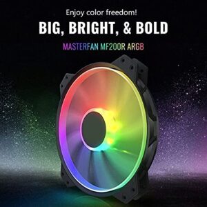 Cooler Master MasterFan MF200R ARGB 200 mm Addressable RGB Fan,5V/3-PIN,NOT Work with 4-PIN RGB or Standard RGB+12V