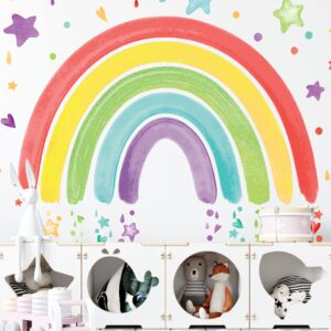 PapaKit Large Rainbow Wall Decal Vinyl Stickers | Nursery Baby Child Kid Teen Bedroom Living Room Office Decor | Creative Art Design Pattern | Safe Removable Adhesive