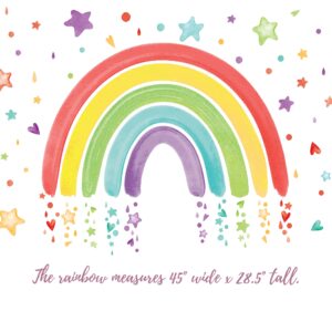 PapaKit Large Rainbow Wall Decal Vinyl Stickers | Nursery Baby Child Kid Teen Bedroom Living Room Office Decor | Creative Art Design Pattern | Safe Removable Adhesive