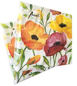 20-ct 13x13 decorative napkins for decoupage orange poppy napkins mother's day floral napkins father's napkins decorative paper napkins disposable pretty flower lunch cocktail napkins aquarell poppy