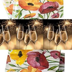 20-ct 13x13 Decorative Napkins for Decoupage Orange Poppy Napkins Mother's Day Floral Napkins Father's Napkins Decorative Paper Napkins Disposable Pretty Flower Lunch Cocktail Napkins Aquarell Poppy