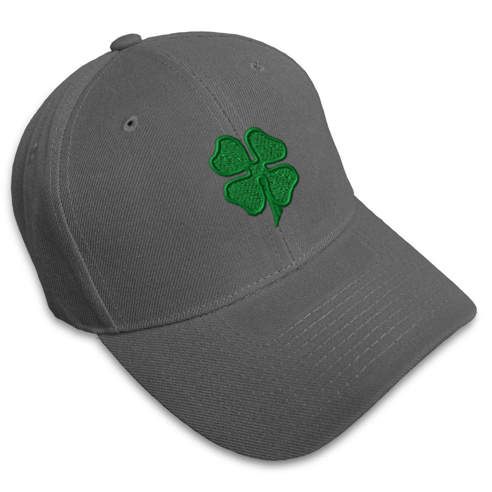 Custom Baseball Cap 4 Leaf Clover Embroidery St Patrick's Day Acrylic Dad Hats for Men & Women Dark Grey Design Only