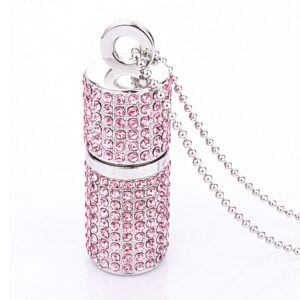 64gb thumb drive jewelry usb 2.0 cute flash drive crystal jump drive bling pink rhinestone 64gb memory stick lipstick case zip drive metal(64gb,pink)