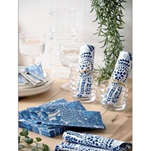 Marimekko Decorative Paper Napkins Blue and White Party Napkins, 6.5" x 6.5" Pak 40