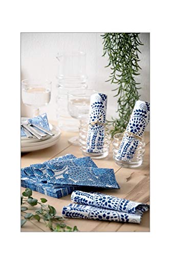 Marimekko Decorative Paper Napkins Blue and White Party Napkins, 6.5" x 6.5" Pak 40