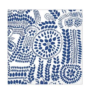 Marimekko Decorative Paper Napkins Blue and White Party Napkins, 6.5" x 6.5" Pak 40