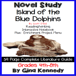 novel study- island of the blue dolphins by scott o'dell and project menu