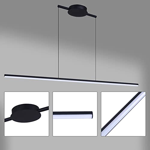 Zicbol Kitchen Island Pendant Lighting 40.94 Inch Linear Light Fixture Chandelier 16W 3000K Warm Light Dimmable LED Hanging Light Fixture for Dining Room, Kitchen, Breakfast Bar, Living Room Black