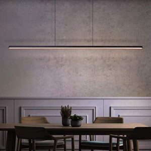 Zicbol Kitchen Island Pendant Lighting 40.94 Inch Linear Light Fixture Chandelier 16W 3000K Warm Light Dimmable LED Hanging Light Fixture for Dining Room, Kitchen, Breakfast Bar, Living Room Black