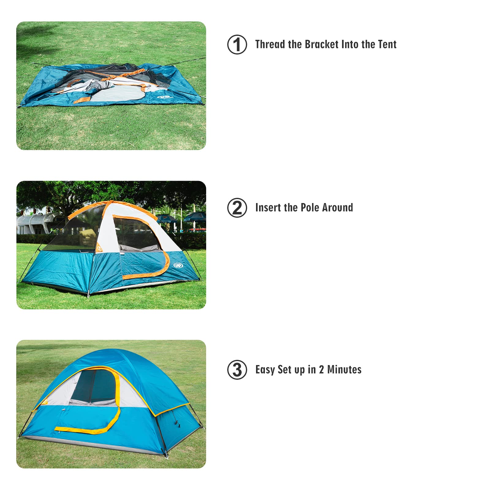 Camping Tent 2 Person, Waterproof Windproof Tent with Rainfly Easy Set up-Portable Dome Tents for Camping