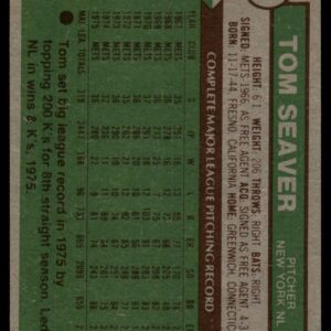 1976 Topps #600 Tom Seaver EX++ Excellent++ New York Mets Baseball Trading Card