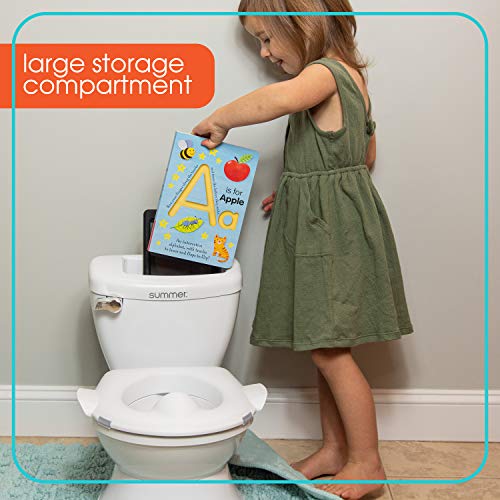 Summer Infant My Size Potty with Transition Ring & Storage,White-Realistic Potty Training Toilet-Features Interactive Toilet Handle, Removable Potty Topper and Pot, Wipe Compartment, and Splash Guard