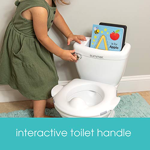 Summer Infant My Size Potty with Transition Ring & Storage,White-Realistic Potty Training Toilet-Features Interactive Toilet Handle, Removable Potty Topper and Pot, Wipe Compartment, and Splash Guard