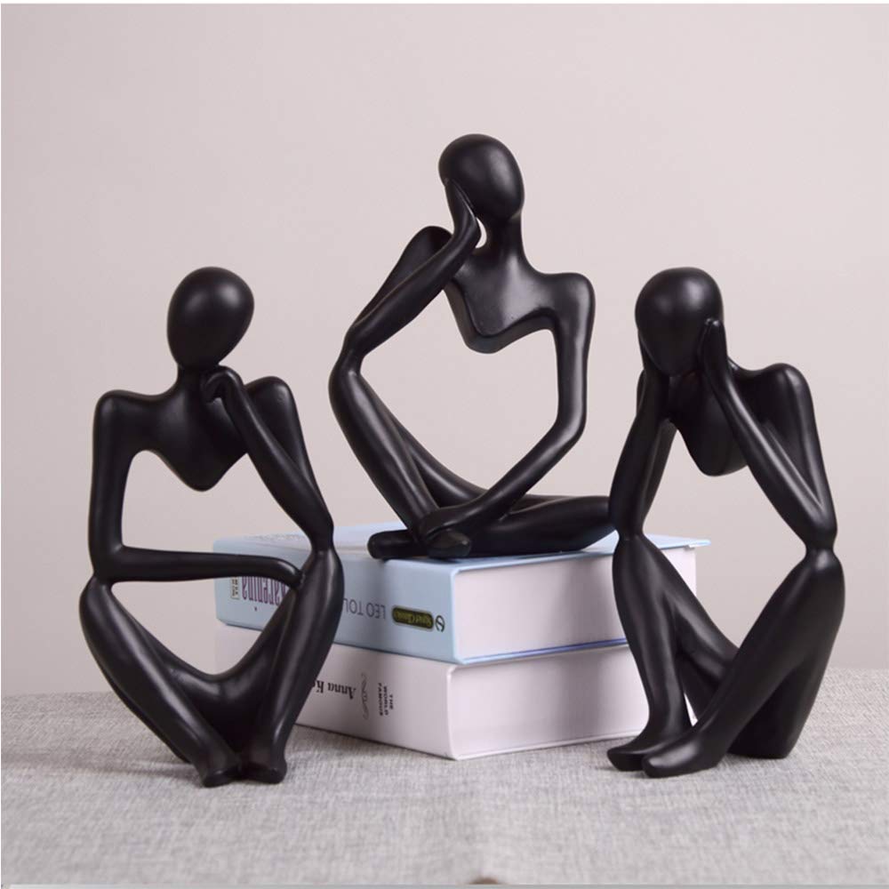 Nice purchase Abstract Thinker Statue Modern Sandstone Resin Figure Craft Art Hand Carved for Home Office Bookshelf Desktop Photography Decoration Imagination (Black A)